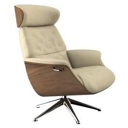 Relaxsessel FLEXLUX "Volden Fernsehsessel, verstellbarer R&uuml;cken- & Kopfst&uuml;tze, drehbar", beige (sandy beige), B:83cm H:112cm T:125cm, 100% Polyester, Sessel, Relaxsessel, Airchannels, robuster Alu Fu&szlig;, hervorragender Komfort, Holzrahmen