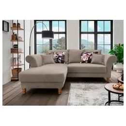 Ecksofa Home Affaire "Tassilo Mega Polsterecke mit Kaltschaum im Sitz, bequem, L-Form", braun (hellbraun), B:262cm H:95cm T:198cm, 100% Polyester, Sofas, Ecksofa, hoher Sitzkomfort, Breite 262cm, Komfortsitzh&ouml;he 48cm, zeitlos elegant