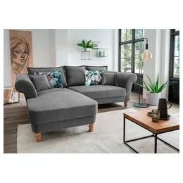 Ecksofa Home Affaire "Tassilo Mega Polsterecke mit Kaltschaum im Sitz, bequem, L-Form", schwarz (asche), B:262cm H:95cm T:198cm, 100% Polyester, Sofas, Ecksofa, hoher Sitzkomfort, Breite 262cm, Komfortsitzh&ouml;he 48cm, zeitlos elegant