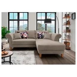 Ecksofa Home Affaire "Tassilo Mega Polsterecke mit Kaltschaum im Sitz, bequem, L-Form", braun (hellbraun), B:262cm H:95cm T:198cm, 100% Polyester, Sofas, Ecksofa, hoher Sitzkomfort, Breite 262cm, Komfortsitzh&ouml;he 48cm, zeitlos elegant