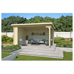 Gartenhaus Lasita Maja "Unterstand Columbus", beige (naturbelassen), ohne Dacheindeckung, Massivholz, Gartenh&auml;user, Gartenhaus, Unterstand / Lounge 34mm