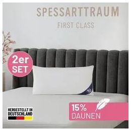 Federkissen Spessarttraum "FIRST CLASS, Kopfkissen 1-tlg. oder 2-tlg. 40x80 oder 80x80 cm", wei&szlig;, B:40cm L:80cm, Bezug: 100% Baumwolle. F&uuml;llung: 85% Federn, 15% Daunen, Kopfkissen, hergestellt in Deutschland, allergikerfreundlich, im Set g&uuml;nstiger