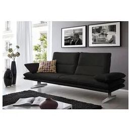 2,5-Sitzer W.Schillig "broadway Designsofa mit hohem Sitzkomfort", schwarz (schwarz z59), B:236cm H:94cm T:96cm, Longlife Xtra-Leder Z59: Glattleder mit modischer Pr&auml;gung. Hautst&auml;rke 0, 9 - 1, 1 mm, Sofas, Sitztiefenverstellung, Kopfteil- & Seitenteilverstellung, Breite 236cm