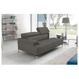 2,5-Sitzer Egoitaliano "Soul, Design und Sitzkomfort auf hohem Niveau, tolle Details", grau (graphit), B:200cm H:76cm T:106cm, Leder &raquo;BULL&laquo; (echtes Rindsleder). Geschliffenes, pigmentiertes und behandeltes Rindsleder mit einer Dicke von 1, 3-1, 5 mm. Dieses Leder zeigt eine ziemlich weiche Hand mit einem halb undurchsichtigen Aussehen. Es handelt sich um ein gesch&uuml;tztes Leder. Eine leichte Decksch