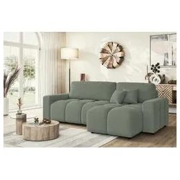 Ecksofa Home Affaire "FELICI, Schlafsofa 233cm, L-Form mit Recamiere beidseitig montierbar", gr&uuml;n, B:233cm H:88cm T:142cm, 100% Polyester, Sofas, Ecksofa, Designsofa mit Bettfunktion und Bettkasten, Ma&szlig;e B/T/H: 233/142/88 cm