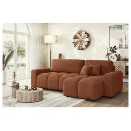 Ecksofa Home Affaire "FELICI, Schlafsofa 233cm, L-Form mit Recamiere beidseitig montierbar", orange (terra), B:233cm H:88cm T:142cm, 100% Polyester, Sofas, Ecksofa, Designsofa mit Bettfunktion und Bettkasten, Ma&szlig;e B/T/H: 233/142/88 cm
