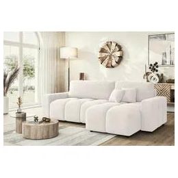 Ecksofa Home Affaire "FELICI, Schlafsofa 233cm, L-Form mit Recamiere beidseitig montierbar", beige (creme), B:233cm H:88cm T:142cm, 100% Polyester, Sofas, Ecksofa, Designsofa mit Bettfunktion und Bettkasten, Ma&szlig;e B/T/H: 233/142/88 cm