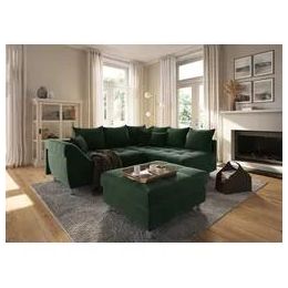 Ecksofa Collection AB "Innsbruck L-Form, B: 247 cm", gr&uuml;n (flaschengr&uuml;n), B:247cm H:87cm T:189cm, Microfaser PRIMABELLE (100% Polyester), Struktur (90% Polyester, 10% Polyacryl), Samtvelours (100% Polyester), Luxus-Microfaser Antiklederoptik (100% Polyester), Sofas, Ecksofa, 3 Zierkissen, Federkern