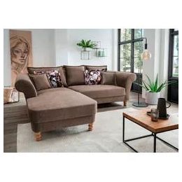 Ecksofa Home Affaire "Tassilo Mega Polsterecke mit Kaltschaum im Sitz, bequem, L-Form", braun (hellbraun), B:262cm H:95cm T:198cm, 100% Polyester, Sofas, Ecksofa, hoher Sitzkomfort, Breite 262cm, Komfortsitzh&ouml;he 48cm, zeitlos elegant