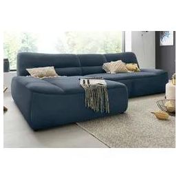 Ecksofa DOMO collection "Cesena moderne Polsterecke mit flachen Armlehnen, L-Form", blau (dunkelblau), B:288cm H:81cm T:175cm, Sofas, Ecksofa, fester Sitzkomfort, frei im Raum stellbar