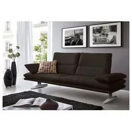 2,5-Sitzer W.Schillig "broadway Designsofa mit hohem Sitzkomfort", braun (braun z59), B:236cm H:94cm T:96cm, Longlife Xtra-Leder Z59: Glattleder mit modischer Pr&auml;gung. Hautst&auml;rke 0, 9 - 1, 1 mm, Sofas, Sitztiefenverstellung, Kopfteil- & Seitenteilverstellung, Breite 236cm