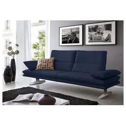 2,5-Sitzer W.Schillig "broadway Designsofa mit hohem Sitzkomfort", blau (blau z59), B:236cm H:94cm T:96cm, Longlife Xtra-Leder Z59: Glattleder mit modischer Pr&auml;gung. Hautst&auml;rke 0, 9 - 1, 1 mm, Sofas, Sitztiefenverstellung, Kopfteil- & Seitenteilverstellung, Breite 236cm