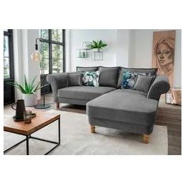 Ecksofa Home Affaire "Tassilo Mega Polsterecke mit Kaltschaum im Sitz, bequem, L-Form", schwarz (asche), B:262cm H:95cm T:198cm, 100% Polyester, Sofas, Ecksofa, hoher Sitzkomfort, Breite 262cm, Komfortsitzh&ouml;he 48cm, zeitlos elegant