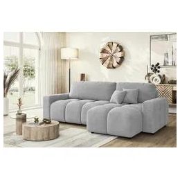 Ecksofa Home Affaire "FELICI, Schlafsofa 233cm, L-Form mit Recamiere beidseitig montierbar", grau (hellgrau), B:233cm H:88cm T:142cm, 100% Polyester, Sofas, Ecksofa, Designsofa mit Bettfunktion und Bettkasten, Ma&szlig;e B/T/H: 233/142/88 cm