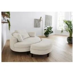 Loveseat "Ravi Sessel, B: 114 cm, Sitzh&ouml;he: 42 cm", beige (creme, wei&szlig;), B:114cm H:83cm T:154cm, 100% PES, ATLANTIC HOME COLLECTION, Sessel, XXL- Sessel, mit Stauraumhocker, R&uuml;ckenst&uuml;tze & 4 Zierkissen, Topseller