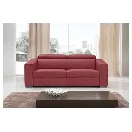 Schlafsofa Egoitaliano "Cabiria, Design und super Sitz- und Liegekomfort", rot (kirschrot), B:226cm H:97cm T:103cm, Leder &raquo;BULL&laquo; (echtes Rindsleder). Geschliffenes, pigmentiertes und behandeltes Rindsleder mit einer Dicke von 1, 3-1, 5 mm. Dieses Leder zeigt eine ziemlich weiche Hand mit einem halb undurchsichtigen Aussehen. Es handelt sich um ein gesch&uuml;tztes Leder. Eine leichte Deckschicht sch&uuml;tz