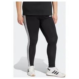 Leggings Adidas SPORTSWEAR "ESSENTIALS 3-STREIFEN COTTON &ndash; GROSSE GR&Ouml;SSEN", Damen, Gr. 2X, N-Gr, schwarz-wei&szlig; (schwarz, wei&szlig;,), Obermaterial: 90% Baumwolle, 10% Elasthan, Hosen Leggings