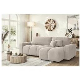 Ecksofa Home Affaire "FELICI, Schlafsofa 233cm, L-Form mit Recamiere beidseitig montierbar", beige, B:233cm H:88cm T:142cm, 100% Polyester, Sofas, Ecksofa, Designsofa mit Bettfunktion und Bettkasten, Ma&szlig;e B/T/H: 233/142/88 cm