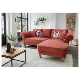 Ecksofa Home Affaire "Tassilo Mega Polsterecke mit Kaltschaum im Sitz, bequem, L-Form", orange (koralle), B:262cm H:95cm T:198cm, 100% Polyester, Sofas, Ecksofa, hoher Sitzkomfort, Breite 262cm, Komfortsitzh&ouml;he 48cm, zeitlos elegant