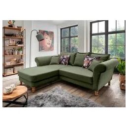 Ecksofa Home Affaire "Tassilo Mega Polsterecke mit Kaltschaum im Sitz, bequem, L-Form", gr&uuml;n, B:262cm H:95cm T:198cm, 100% Polyester, Sofas, Ecksofa, hoher Sitzkomfort, Breite 262cm, Komfortsitzh&ouml;he 48cm, zeitlos elegant