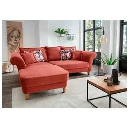 Ecksofa Home Affaire "Tassilo Mega Polsterecke mit Kaltschaum im Sitz, bequem, L-Form", orange (koralle), B:262cm H:95cm T:198cm, 100% Polyester, Sofas, Ecksofa, hoher Sitzkomfort, Breite 262cm, Komfortsitzh&ouml;he 48cm, zeitlos elegant