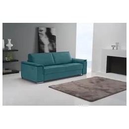2,5-Sitzer Egoitaliano "Cecilia, modern & elegant, erstklassiger Sitzkomfort, Breite 234cm", blau (teal), B:234cm H:85cm T:102cm, Sofas, mit verchromten Metallf&uuml;&szlig;en