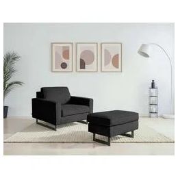 Loveseat Home Affaire "Pinto 105 cm, Cord, Chenille, Lederoptik", dunkelgrau, B:105cm H:85cm T:97cm, 100% Polyester, Sessel, mit Keder, Metallf&uuml;&szlig;en und auch in Cord Bezug erh&auml;ltlich