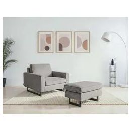 Loveseat Home Affaire "Pinto 105 cm, Cord, Chenille, Lederoptik", silber grau, B:105cm H:85cm T:97cm, 100% Polyester, Sessel, mit Keder, Metallf&uuml;&szlig;en und auch in Cord Bezug erh&auml;ltlich