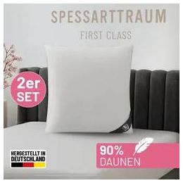 Daunenkissen Spessarttraum "FIRST CLASS, Kopfkissen 1-tlg. oder 2-tlg. 40x80 oder 80x80 cm", wei&szlig;, B:80cm L:80cm, Bezug: 100% Baumwolle. F&uuml;llung: 90% Daunen, 10% Federn, Kopfkissen, hergestellt in Deutschland, allergikerfreundlich, im Set g&uuml;nstiger