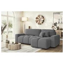 Ecksofa Home Affaire "FELICI, Schlafsofa 233cm, L-Form mit Recamiere beidseitig montierbar", grau (dunkelgrau), B:233cm H:88cm T:142cm, 100% Polyester, Sofas, Ecksofa, Designsofa mit Bettfunktion und Bettkasten, Ma&szlig;e B/T/H: 233/142/88 cm