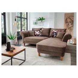 Ecksofa Home Affaire "Tassilo Mega Polsterecke mit Kaltschaum im Sitz, bequem, L-Form", braun (hellbraun), B:262cm H:95cm T:198cm, 100% Polyester, Sofas, Ecksofa, hoher Sitzkomfort, Breite 262cm, Komfortsitzh&ouml;he 48cm, zeitlos elegant