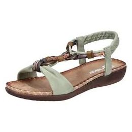Sandale Rieker, Damen, Gr. 43, schilf, Lederimitat, Schuhe Sandale, Sommerschuh, Urlaubsschuh, Fersenriemchen mit Gummizug