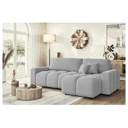 Ecksofa Home Affaire "FELICI, Schlafsofa 233cm, L-Form mit Recamiere beidseitig montierbar", grau (hellgrau), B:233cm H:88cm T:142cm, 100% Polyester, Sofas, Ecksofa, Designsofa mit Bettfunktion und Bettkasten, Ma&szlig;e B/T/H: 233/142/88 cm