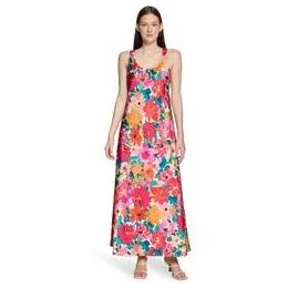 Sommerkleid Vera Mont "Damen mit Print", Damen, Gr. 40, Normalgr&ouml;&szlig;en, gelb, pink, Satin, Obermaterial: 100% Polyester; Futter: 100% Polyester, figurumspielend lang, Rundhals, Kleider Sommerkleid