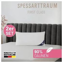 Daunenkissen Spessarttraum "FIRST CLASS, Kopfkissen 1-tlg. oder 2-tlg. 40x80 oder 80x80 cm", wei&szlig;, B:40cm L:80cm, Bezug: 100% Baumwolle. F&uuml;llung: 90% Daunen, 10% Federn, Kopfkissen, hergestellt in Deutschland, allergikerfreundlich, im Set g&uuml;nstiger