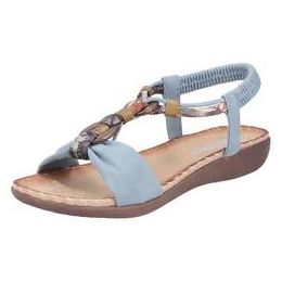 Sandale Rieker, Damen, Gr. 43, jeansblau, Lederimitat, Schuhe Sandale, Sommerschuh, Urlaubsschuh, Fersenriemchen mit Gummizug