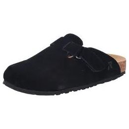 Clog Rieker, Herren, Gr. 42, schwarz, Veloursleder, unifarben, Basic, Schuhe Clog, Pantolette, Hausschuh, Sommerschuh mit Klettriemchen