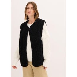 bonprix Teddy-Weste, schwarz, Gr.48/50 (XL), Weit geschnittene Fleece-Weste aus Teddyfleece mit seitlichen Eingriffstaschen.