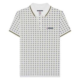 Lambretta - "SS25" Poloshirt f&uuml;r Herren (Wei&szlig;/Marine/Nussbraun)
