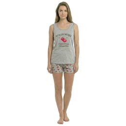 Damen-Sommerpyjama mit breiten Tr&auml;gern, Baumwolle KL45250