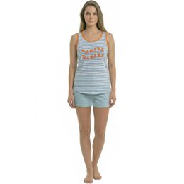 Damen Sommerpyjama mit breiten Tr&auml;gern, Baumwolle KL45250