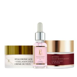 33. Retinol Nachtmilchcreme 50ml + Hyalurons&auml;ure + Kollagen Pro Alternde Augentropfen 30ml + Rosa Bl&uuml;ten Glanz Gesichts&ouml;l 30ml