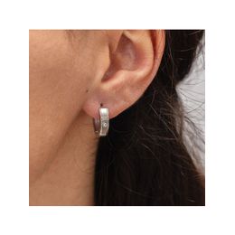 ZEEme Stainless Steel Ohrringe Edelstahl glanz/matt mit wei&szlig;em Zirkonia