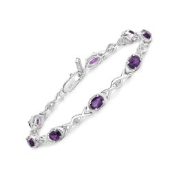 Vira Jewels Armband 925-Sterling Silber rhodiniert Gl&auml;nzend Amethyst lila
