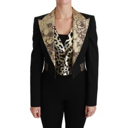 Dolce & Gabbana Dolce & Gabbana Women's Black Jacquard Vest Blazer Coat Wool Jacket