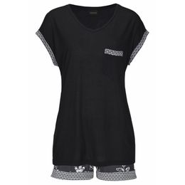 Lascana Pyjama Damen Gr&ouml;&szlig;e XS schwarz / wei&szlig; Sommerkleid