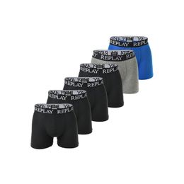 Boxershorts Replay "Boxershort 6er Pack", Herren, Gr. L, bunt (schwarz, schwarz, grau, blau), Obermaterial: 95% Baumwolle CO. 5% Elasthan EL., Unterhosen