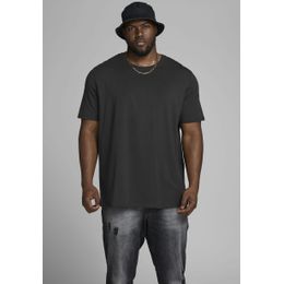 Jack & Jones PlusSize Rundhalsshirt "CORP LOGO TEE", Herren, Gr. 3XL, schwarz, Single Jersey, Obermaterial: 100% Baumwolle, JACK & JONES PLUSSIZE, bedruckt, normal, Rundhals, Shirts Rundhalsshirt