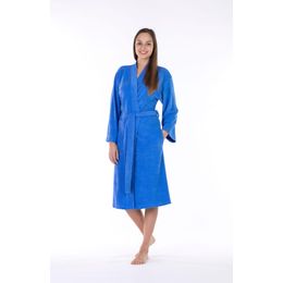 Damenbademantel Framsohn FROTTIER "Jersey" Gr. M, blau (azur), L:105cm, Jersey, Hausm&auml;ntel, besonders leicht, Reisebademantel