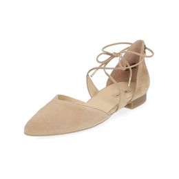 Ballerina Paul Green "Paul Green Ballerinas Veloursleder", Damen, Gr. 38,5, braun (hellbraun), Veloursleder, Schuhe Ballerina